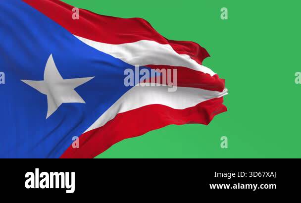 Puerto Rico national flag waving in the wind isolated on green ...