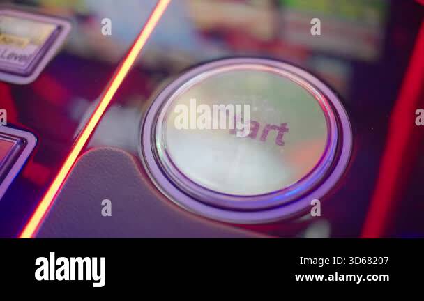 colorful neon gaming control panel, illuminated circular button on slot ...