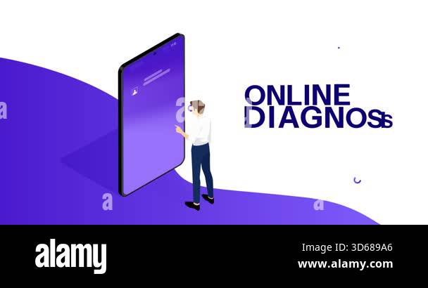Concept of telemedicine. Moving banner with patient communicating with ...