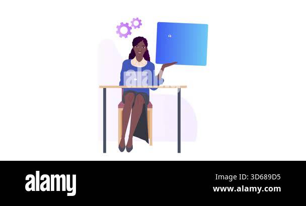 Business management. Moving banner with female HR manager selecting ...