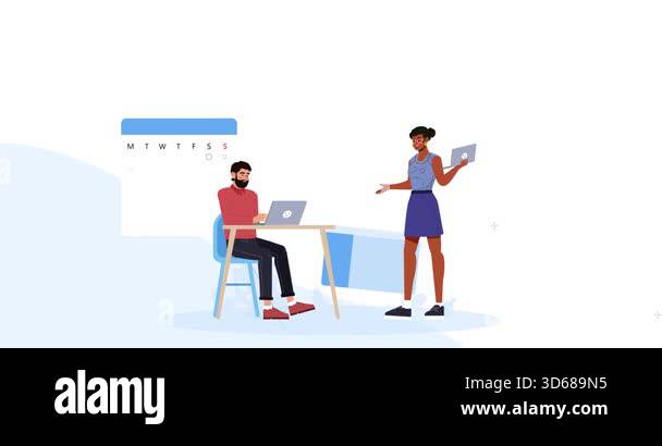 Business Management. Moving banner with male and female entrepreneur ...