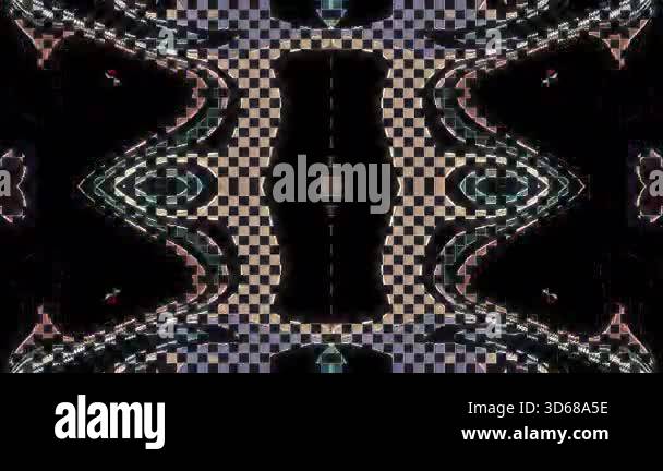 3D shining bright dots set colorful line wave motion, on black ...