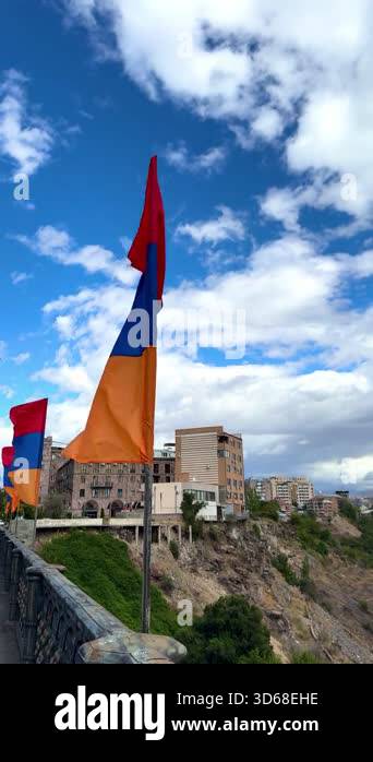 The flag of Armenia within the city limits of Yerevan, flag in Yerevan ...