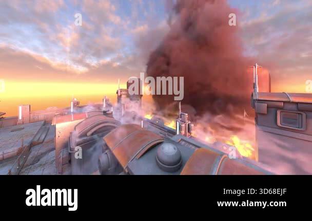 3D rendering of the base under attack Stock Video Footage - Alamy
