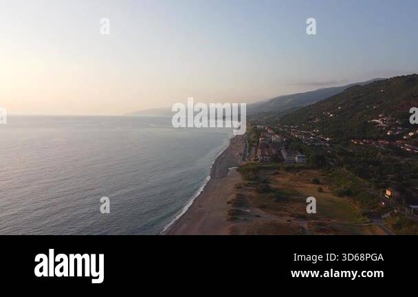 Landscape with a scenic sandy beach on the thyrrenian coastline in ...