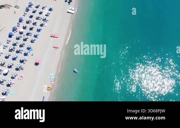 Landscape with a scenic sandy beach on the thyrrenian coastline in ...