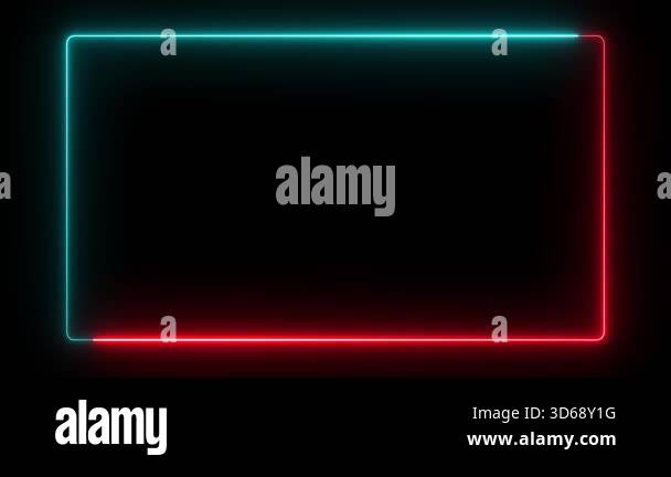 A rectangular frame made of two moving neon lights. A popular abstract ...