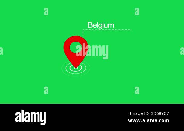 Belgium location marker animation on transparent background. Belgium ...