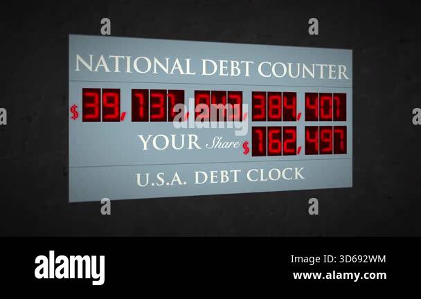 National US Debt Clock Finance Sign Money Animation Parallax 2. High ...