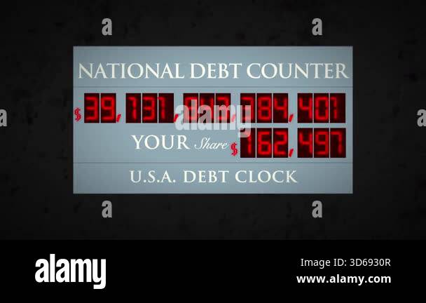 National US Debt Clock Finance Sign Money Economy Animation 1. High ...