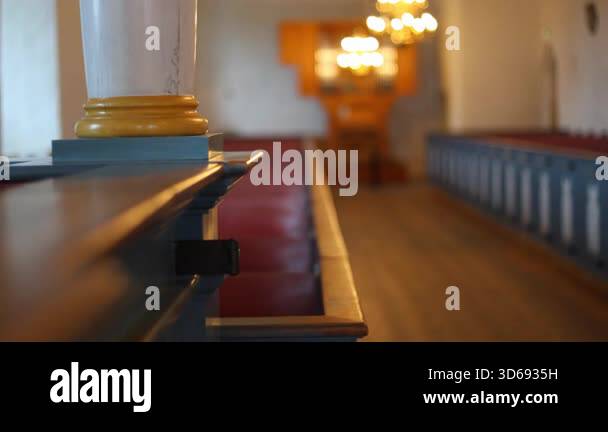 Interior of a historic church inside a medieval castle, stone walls ...