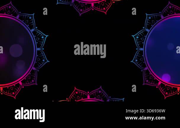 Animation of colorful flower lotus mandalas background in arabesque ...