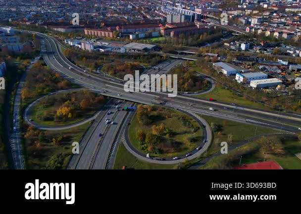 speed ramp hyper motion time lapse of complex highway interchange with ...