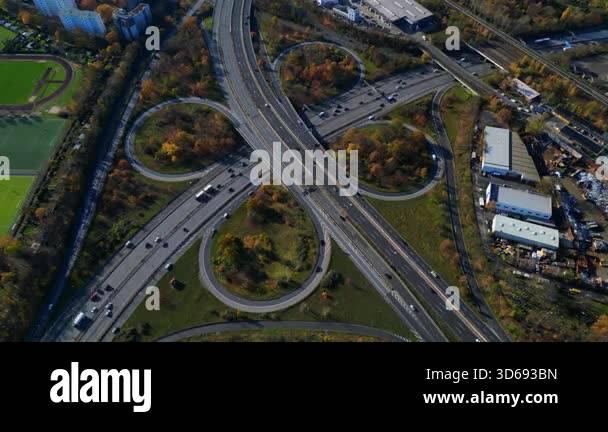 speed ramp hyper motion time lapse of complex highway interchange with ...