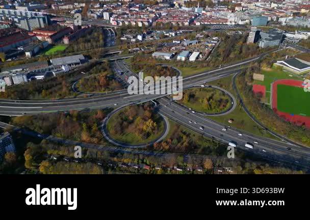 speed ramp hyper motion time lapse of complex highway interchange with ...