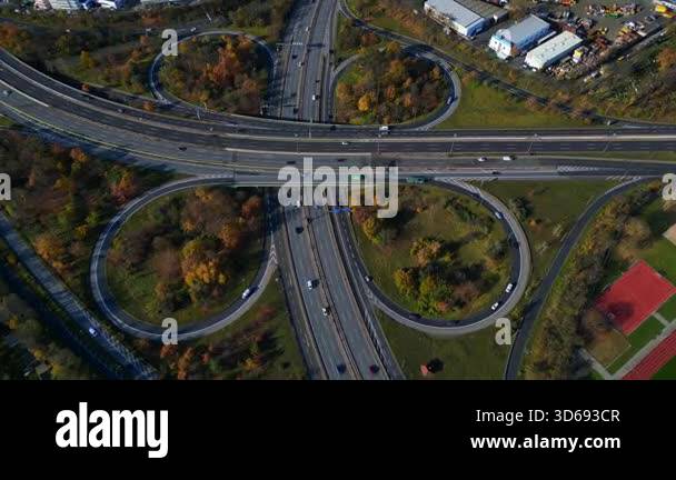 speed ramp hyper motion time lapse of complex highway interchange with ...