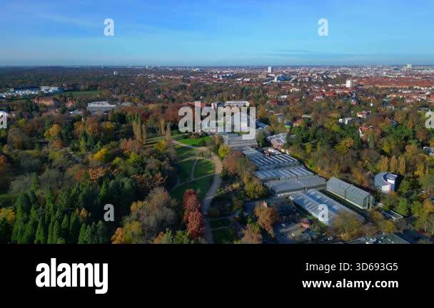 Aerial view highlighting the Botanical Garden Berlin greenhouses ...