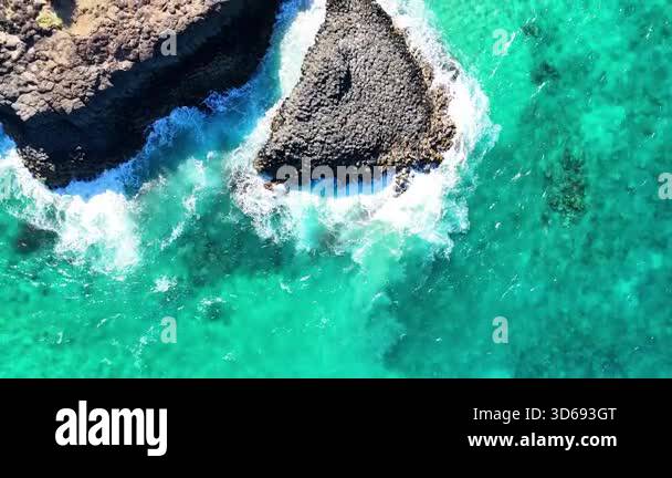 Aerial view of unique volcanic rock formation Stock Video Footage - Alamy
