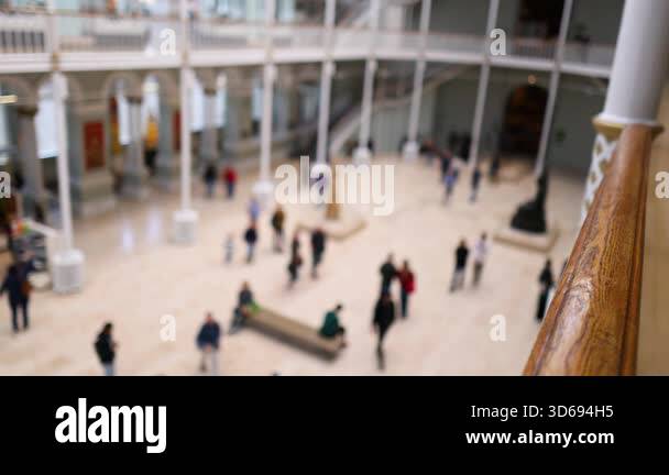 People walking inside the museum atrium Stock Video Footage - Alamy