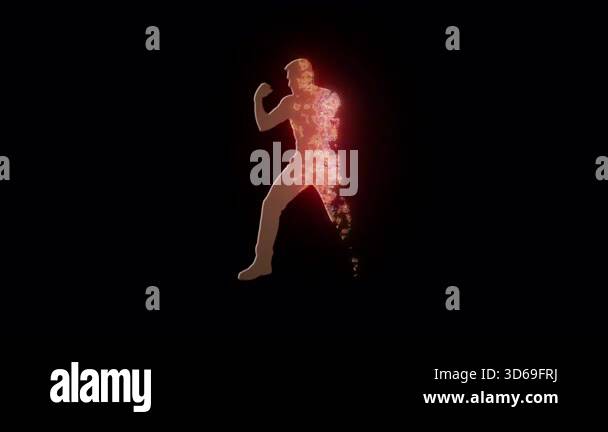 Fighter character charging and releasing an energy blast, visual effect ...