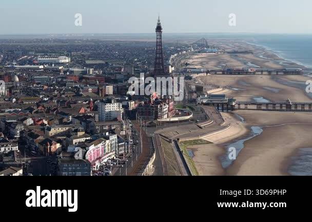 The vibrant coastal town of Blackpool showcases its beautiful sandy ...