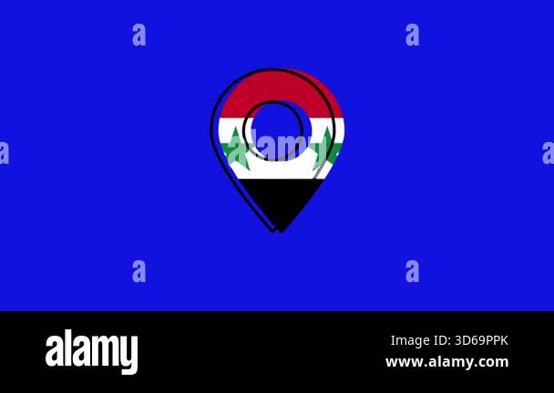 Syrian flag pin bouncing on a blue background, perfect for travel ...