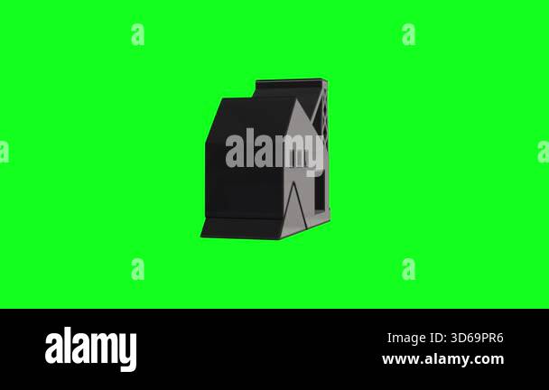 Industrial building rotating on green screen background, isolated ...