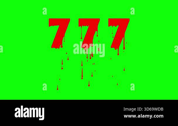 Number 777 text animation with a realistic dripping blood effect on a ...