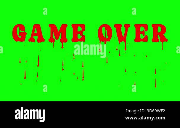 Blood dripping GAME OVER animation on a chroma green background ...
