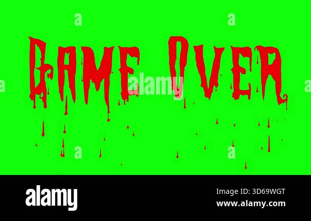 GAME OVER text animation with realistic dripping blood effect on a ...