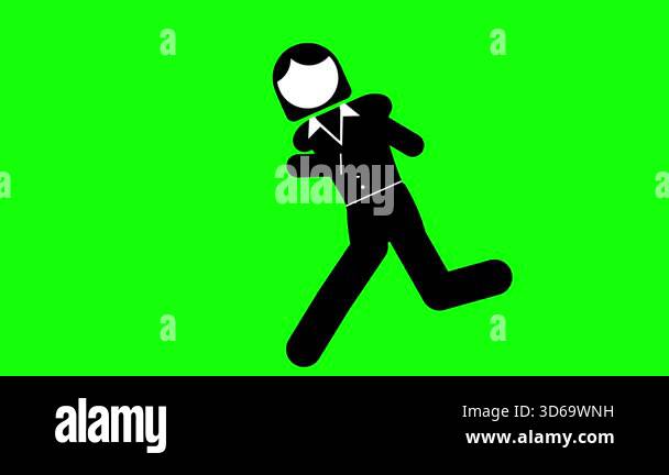 Minimalist stickman pictogram of a executive woman running (without ...