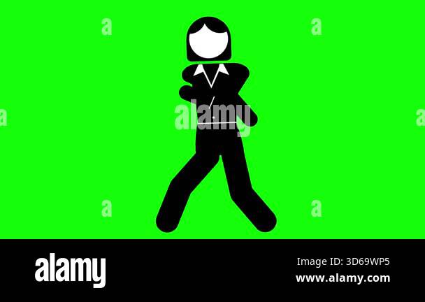 Minimalist stickman pictogram of a executive woman walking (without ...