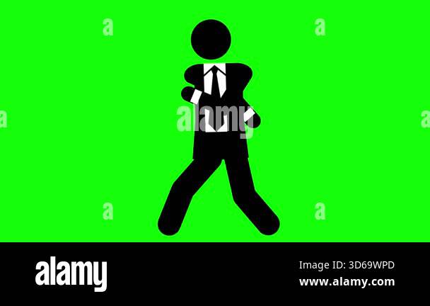 Minimalist stickman pictogram of a executive man walking (without ...