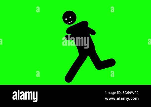 Minimalist stickman pictogram of a man running (normal expression ...