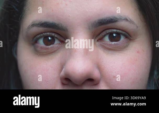 Focused Close Up Of Female Eyes With Defined Eyelashes, Brown Irises ...