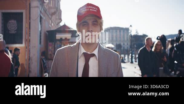 VENICE, ITALY - MARCH 05 2024: Portrait of young man in republican ...