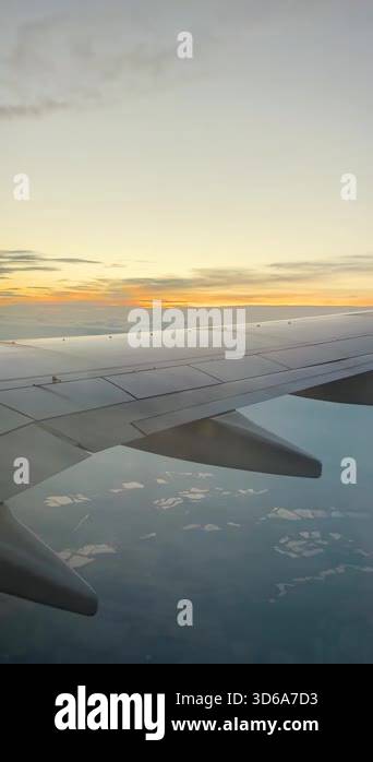 MALAGA, SPAIN - SEPTEMBER 4, 2025: Beautiful sunset view from a Wizzair ...