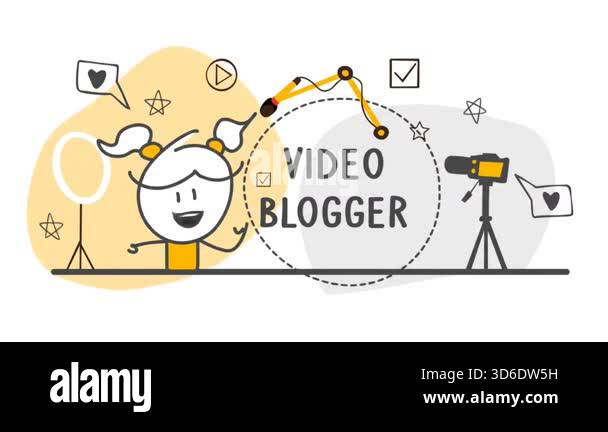 Stick figures. Social media, influencer. Hand drawn doodle line art ...