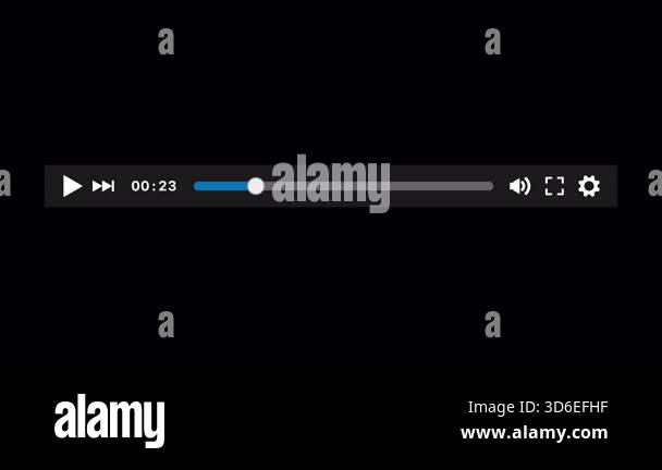 Blue video player control panel animation with a progress bar on a ...
