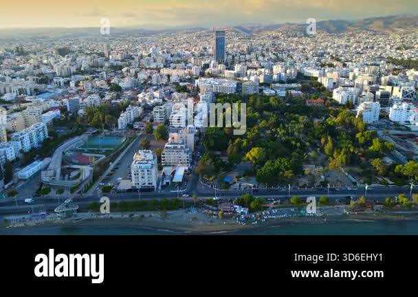 Aerial panoramic view of Limassol, Cyprus, highlighting the modern ...