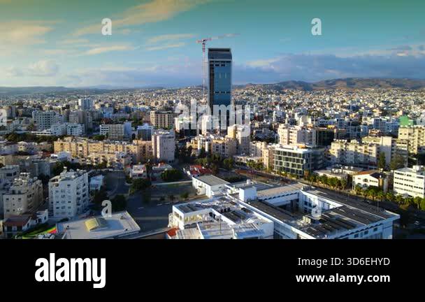 Aerial panoramic view of Limassol, Cyprus, highlighting the modern ...
