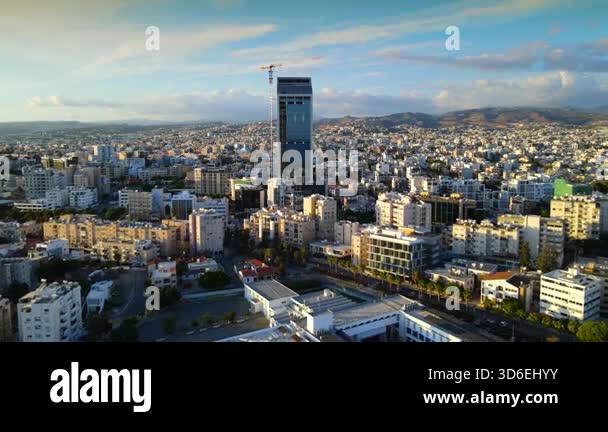 Aerial panoramic view of Limassol, Cyprus, highlighting the modern ...