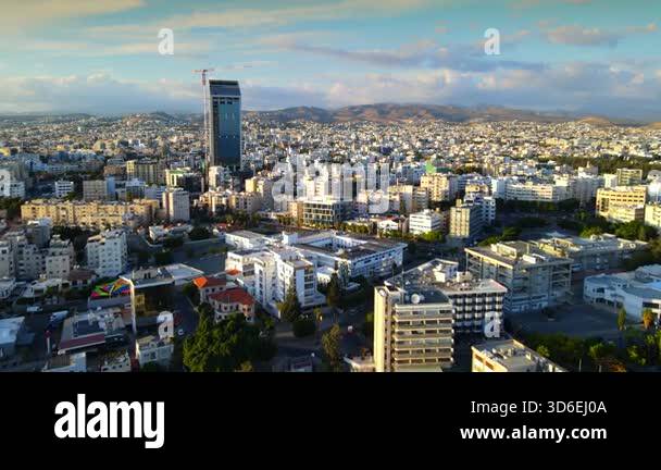 Aerial panoramic view of Limassol, Cyprus, highlighting the modern ...