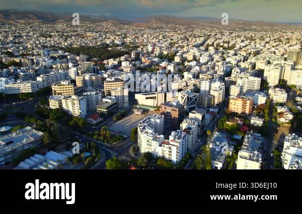 Aerial panoramic view of Limassol, Cyprus, highlighting the modern ...