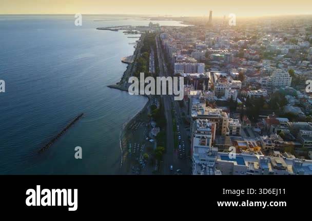 Aerial panoramic view of Limassol, Cyprus, highlighting the modern ...