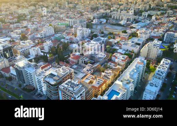 Aerial panoramic view of Limassol, Cyprus, highlighting the modern ...