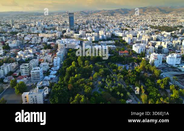 Aerial panoramic view of Limassol, Cyprus, highlighting the modern ...