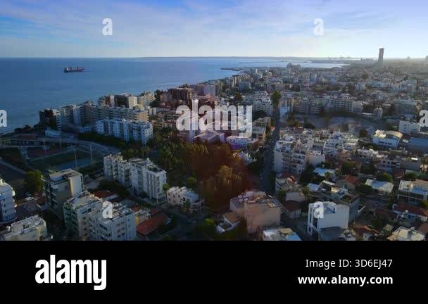 Aerial panoramic view of Limassol, Cyprus, highlighting the modern ...