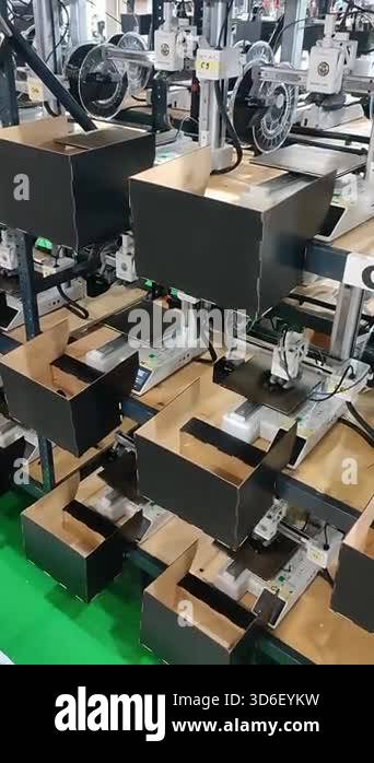 Many 3D printers printing object. 3D printers simultaneously printing ...