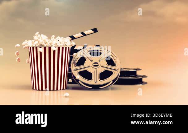 A vintage movie scene still life arrangement featuring a bucket of ...